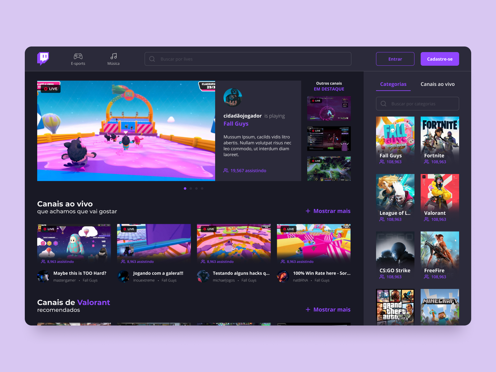 Twitch Redesign Concept by Yohana Almeida on Dribbble