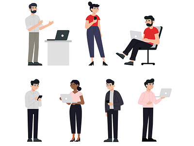 Set people with laptops by Jonathan Larenas on Dribbble