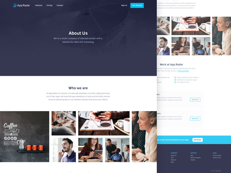 App Radar About page by Davey Heuser for Yummygum on Dribbble
