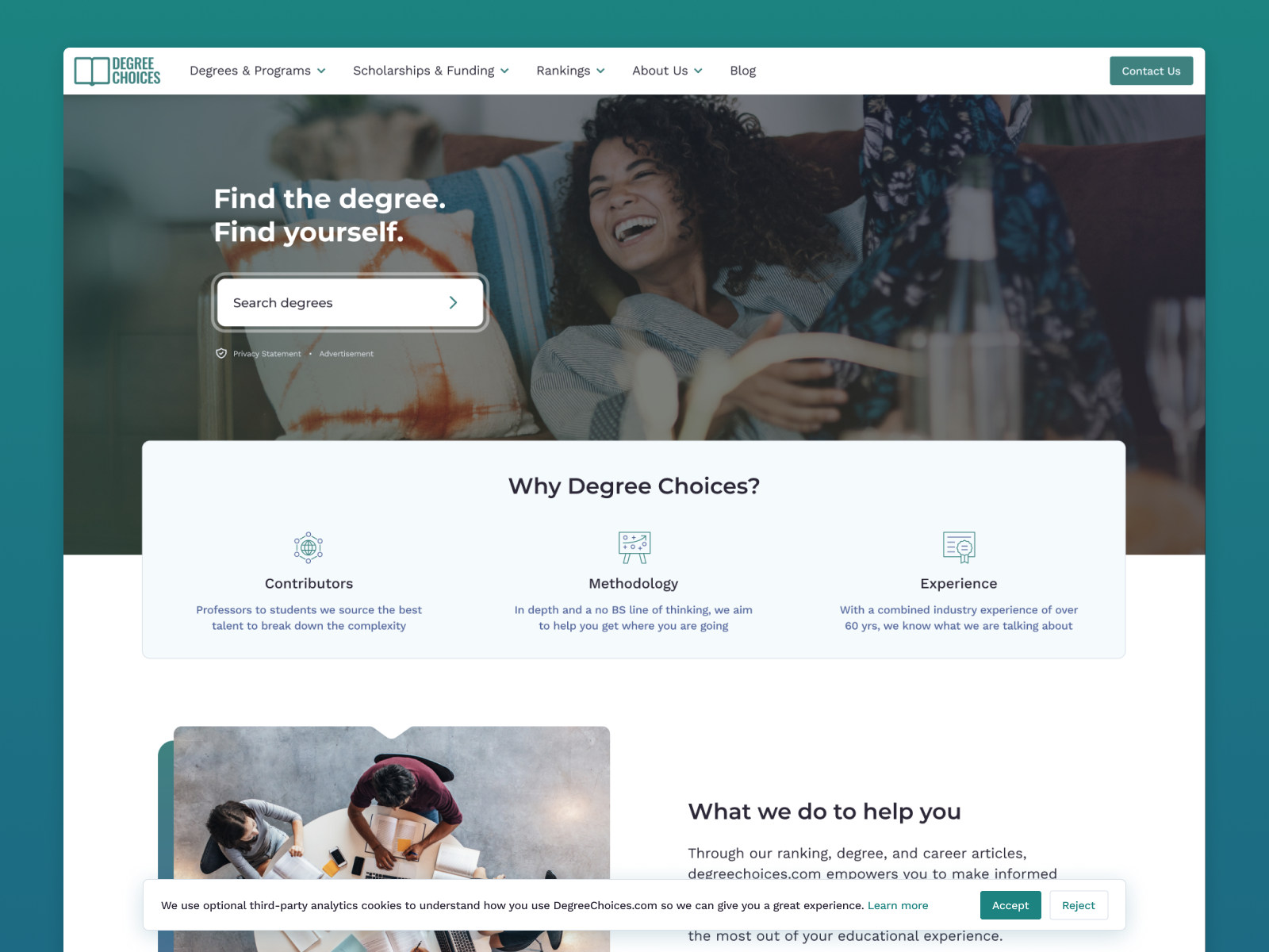 Degree Choices Homepage by Chris Austin on Dribbble