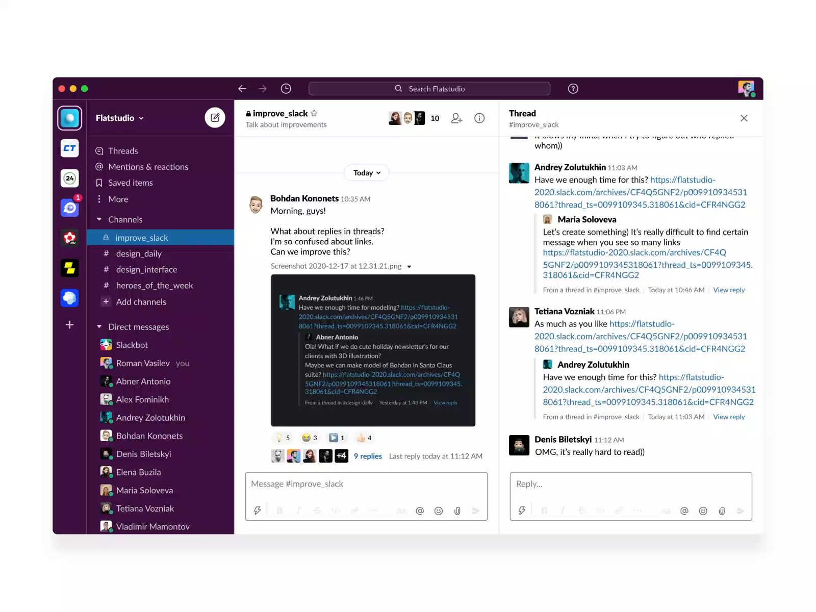 Slack - Improve Replies Concept by Roman Vasilev for Flatstudio on Dribbble