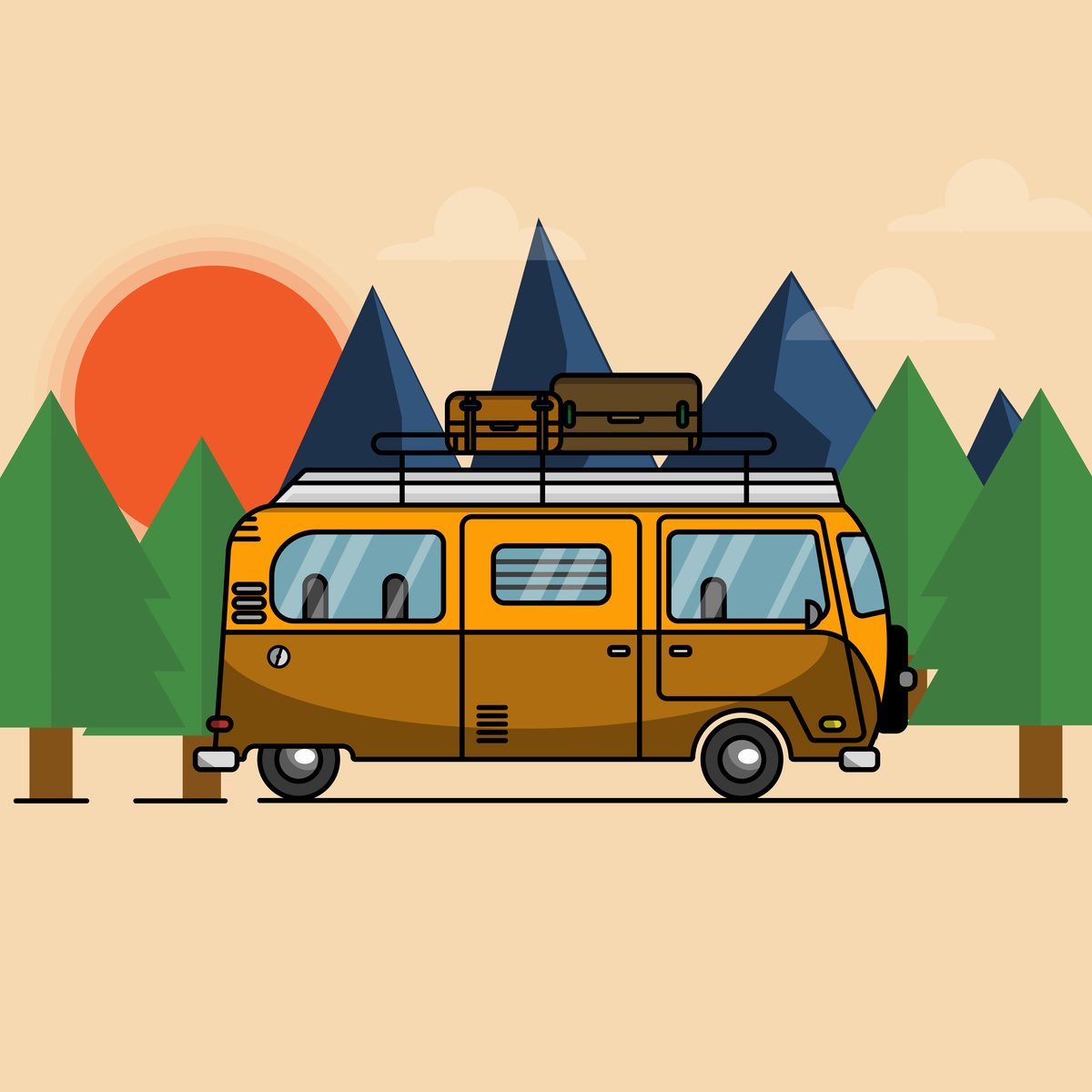 Volkswagen retro van by Stefan Devai on Dribbble