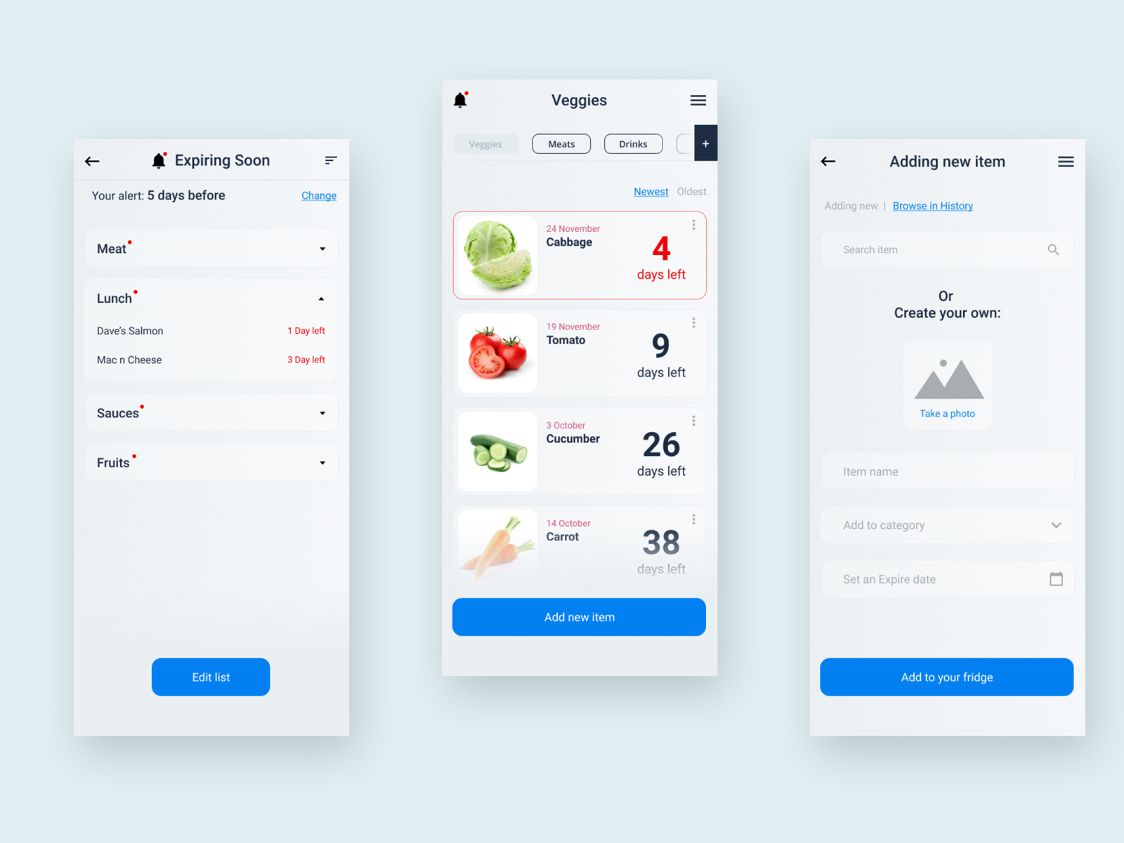 Smart fridge app by Norbert on Dribbble