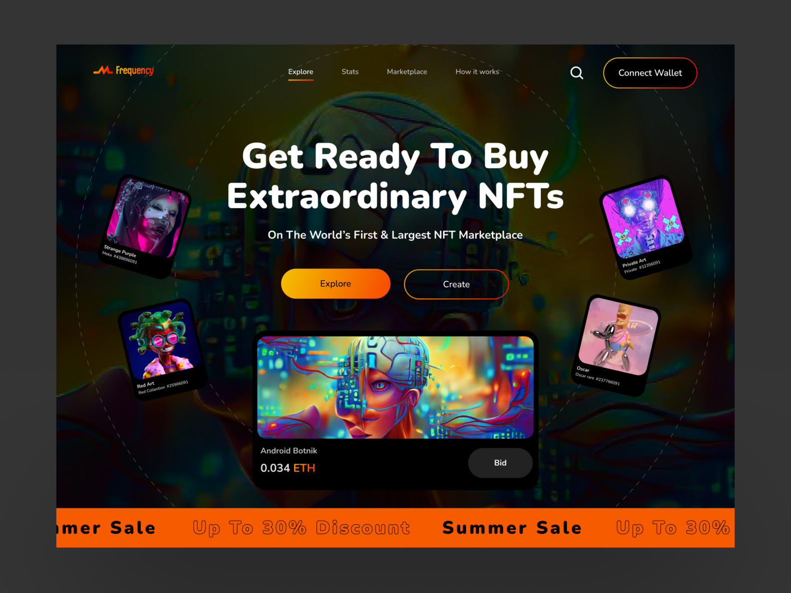 Frequency web 3 NFT landing page by Moses Obadeyi on Dribbble