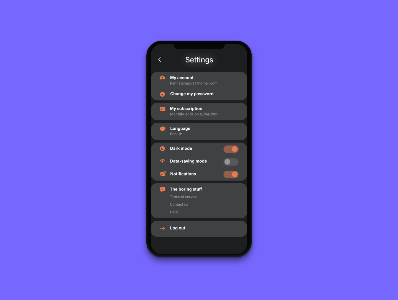 Daily UI 007: Settings by Maria S on Dribbble