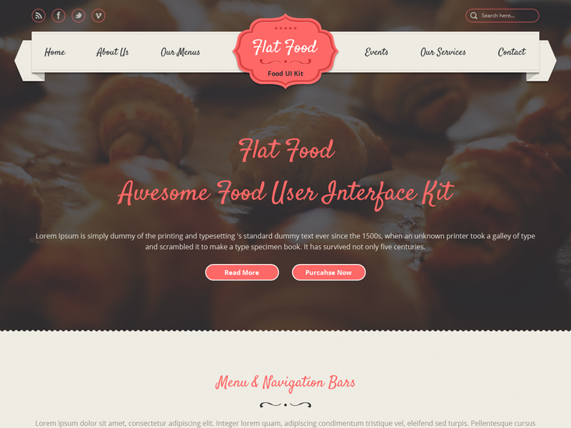 Flat Food - Awesome Food User Interface Kit by Mahmoud Baghagho on Dribbble