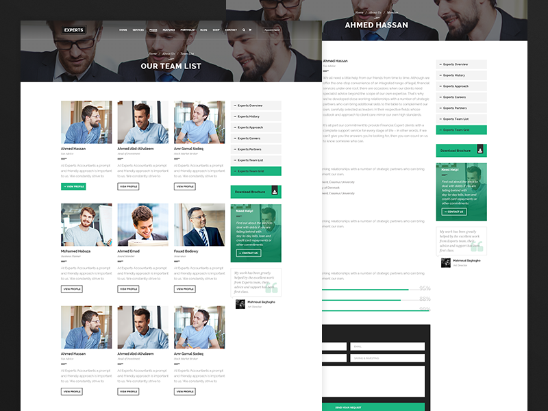 Experts new team pages by Mahmoud Baghagho on Dribbble
