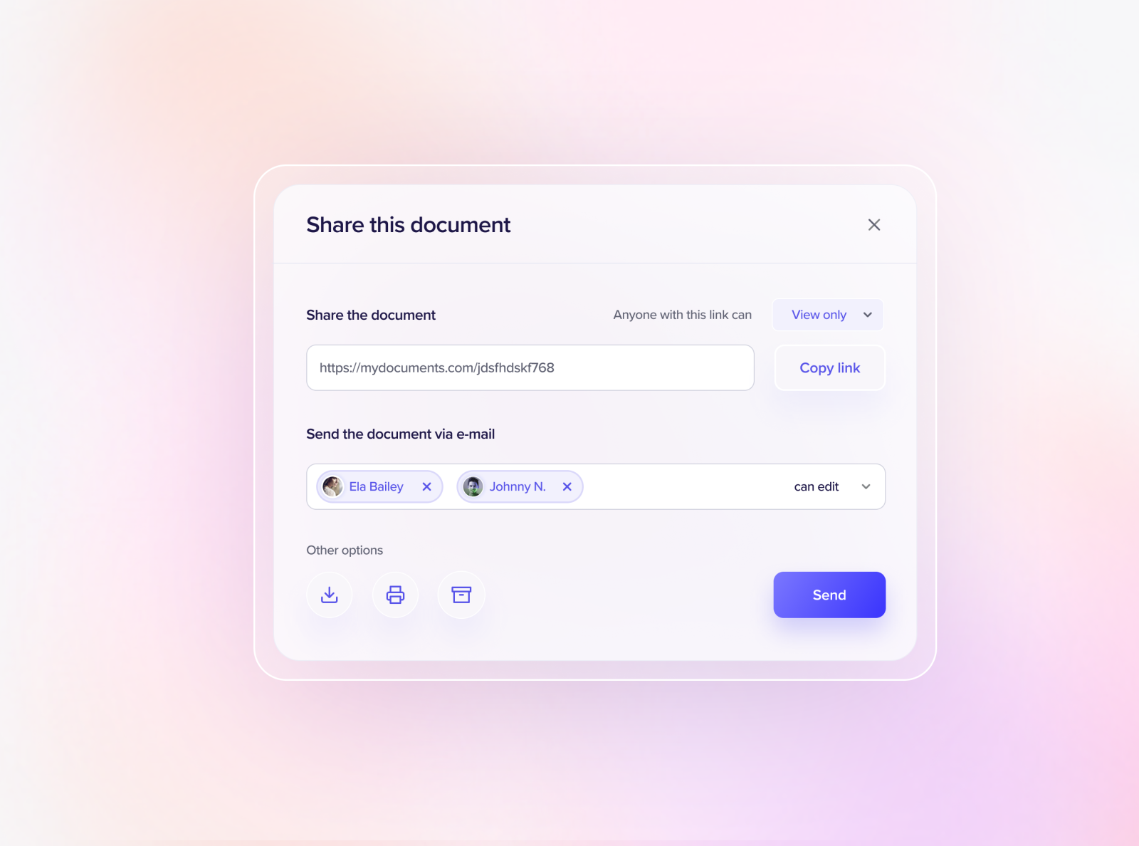 Share modal by Anna Paraniak on Dribbble