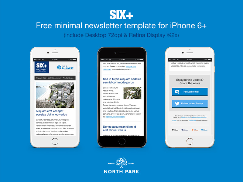 Six+ Minimal Newsletter Template Iphone6 Mockup by Julien G Bailleux on ...