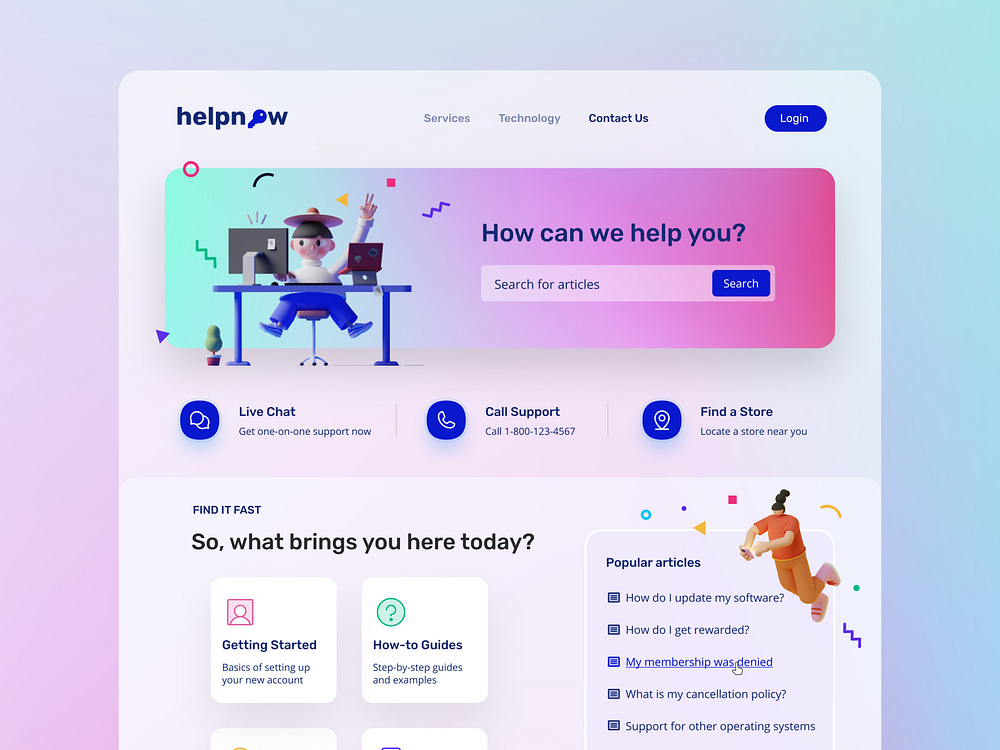 Customer Support Page by Sharon Lee on Dribbble