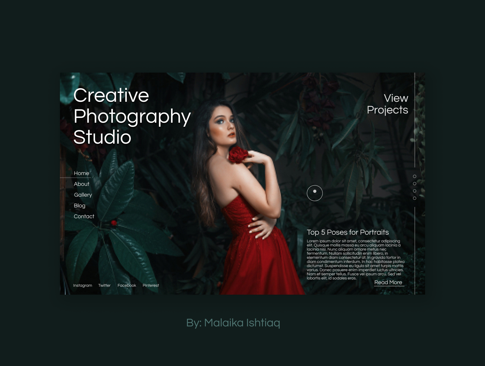 Photography Studio Website Design by Malaika Ishtiaq on Dribbble