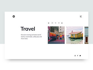 Light Minimal Header + Horizontal Slider by Williams Websites on Dribbble