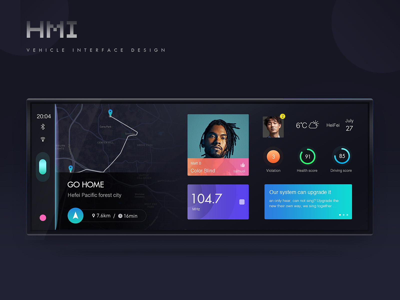 A widescreen car HMI design-aipage by Samuel Yan on Dribbble