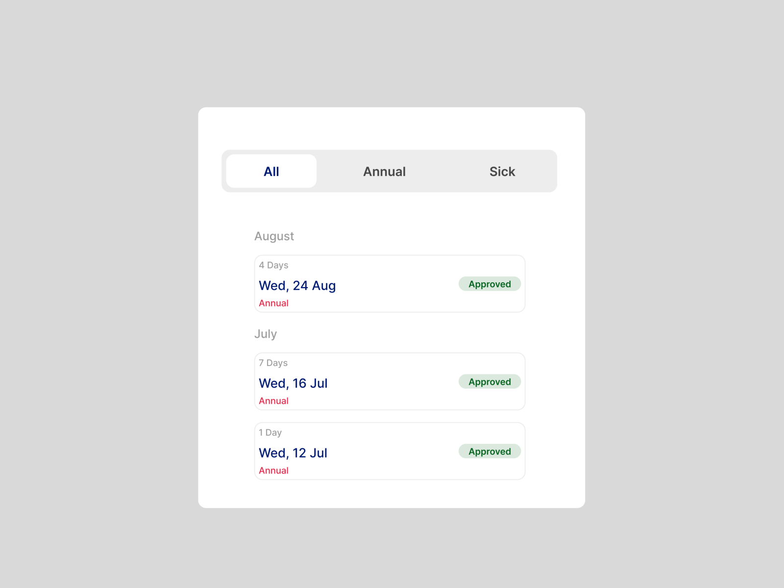 HR Leave Request app by Salim Abubakar on Dribbble