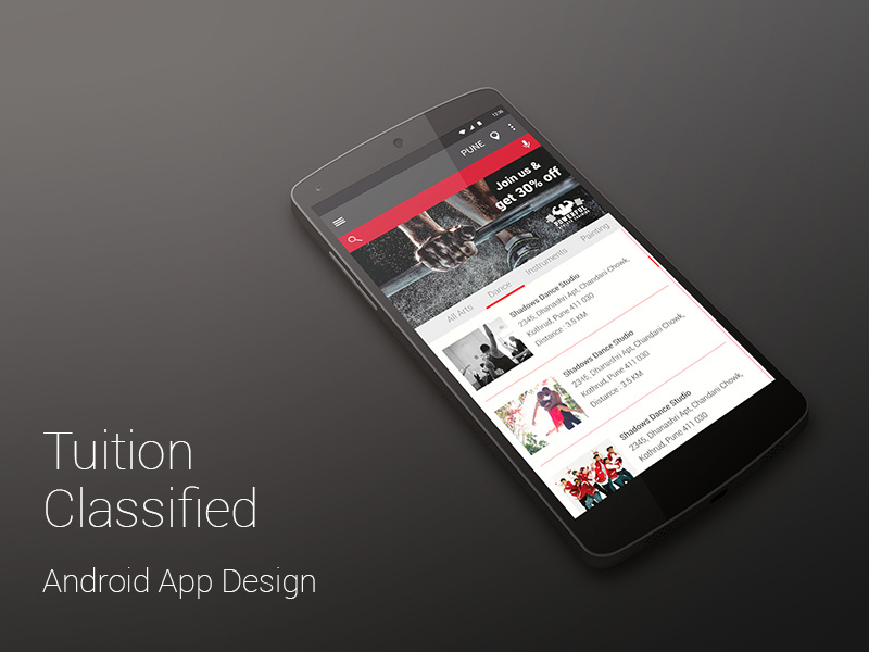 Tuition Classified Android App Design by Hrushikesh Pendharkar on Dribbble