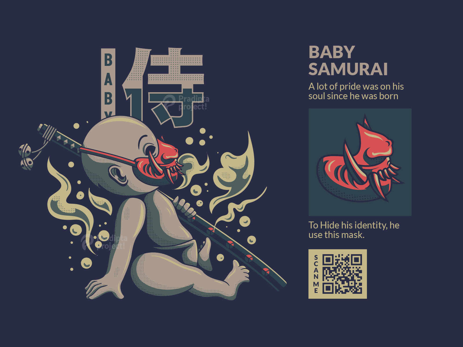 Baby Samurai wearing Oni Mask by Willyardo Pradipta on Dribbble