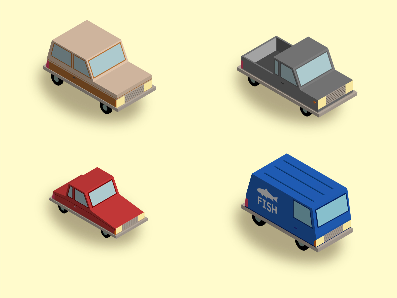 Isometric cars by Alexander Efremov on Dribbble
