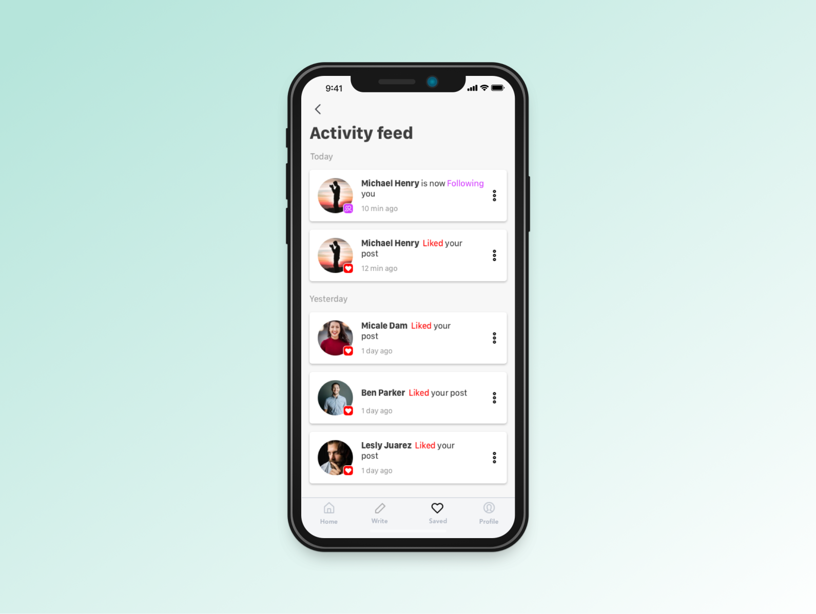 Daily UI practice - 047 Activity Feed by KY KANG on Dribbble