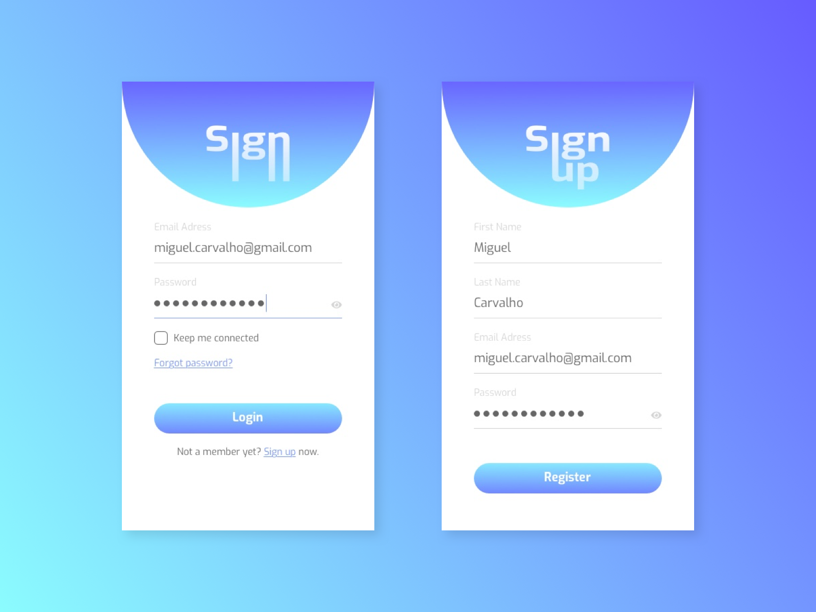 Daily UI Challenge - Sign-up page by Miguel Carvalho on Dribbble