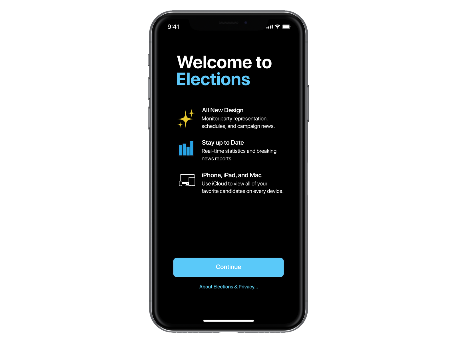 Intro Screen for the mockup Elections app by Cole Lefebvre on Dribbble