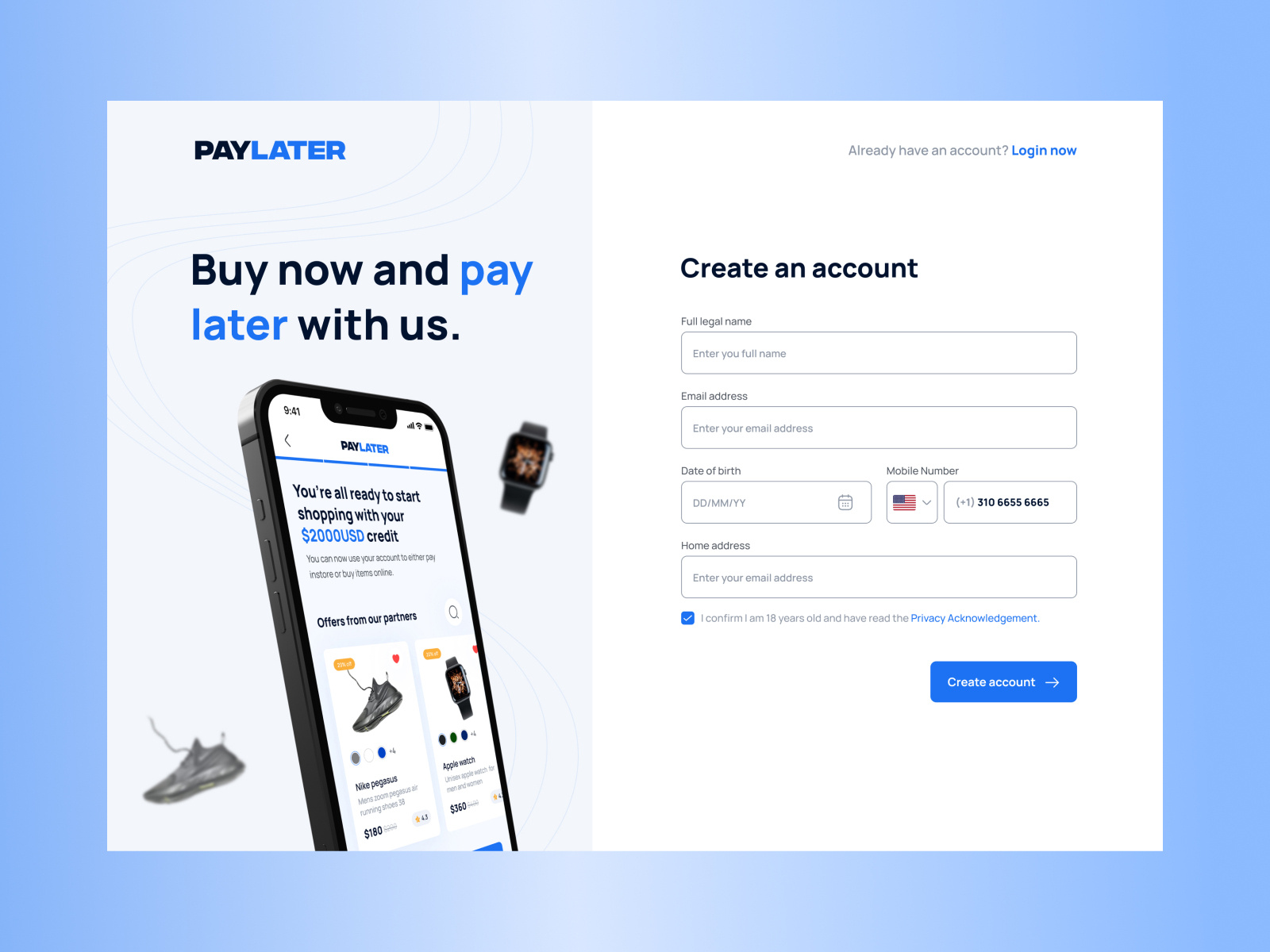 Fintech signup page concept by Jay Borda on Dribbble