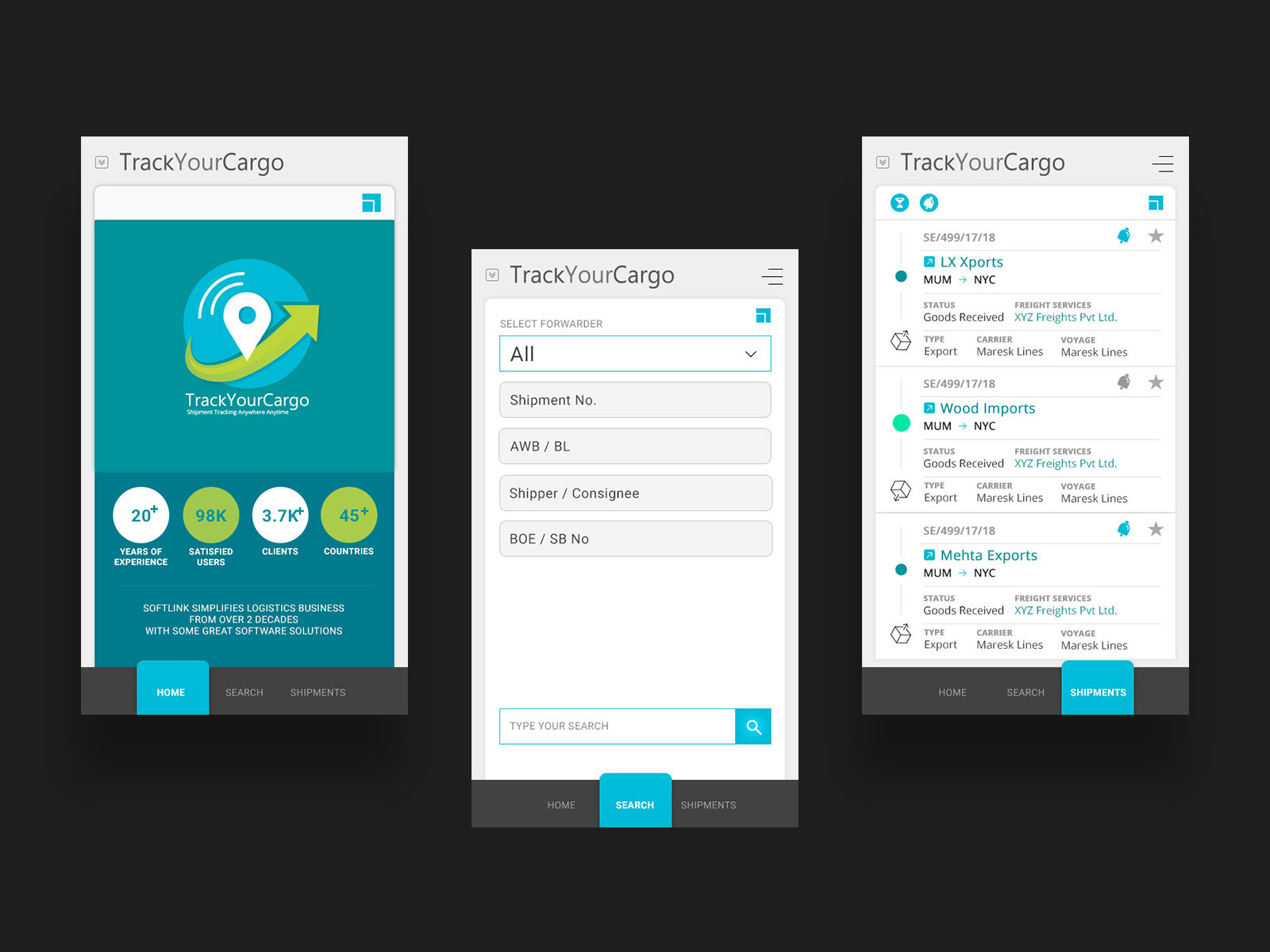 CargoTrackingApp by ARTGUY INDIA on Dribbble