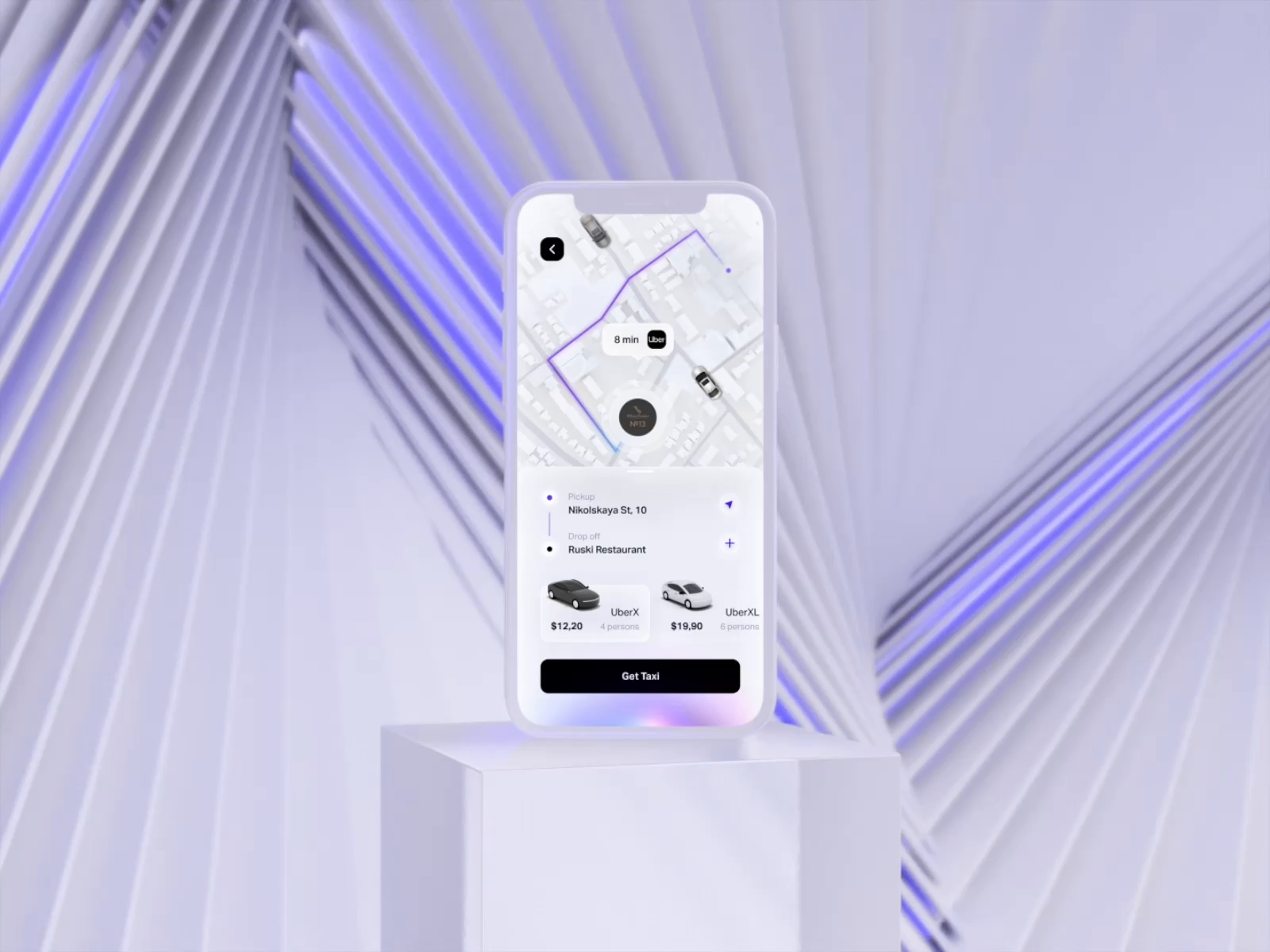 Order uber on map UI by Gleb Kuznetsov on Dribbble