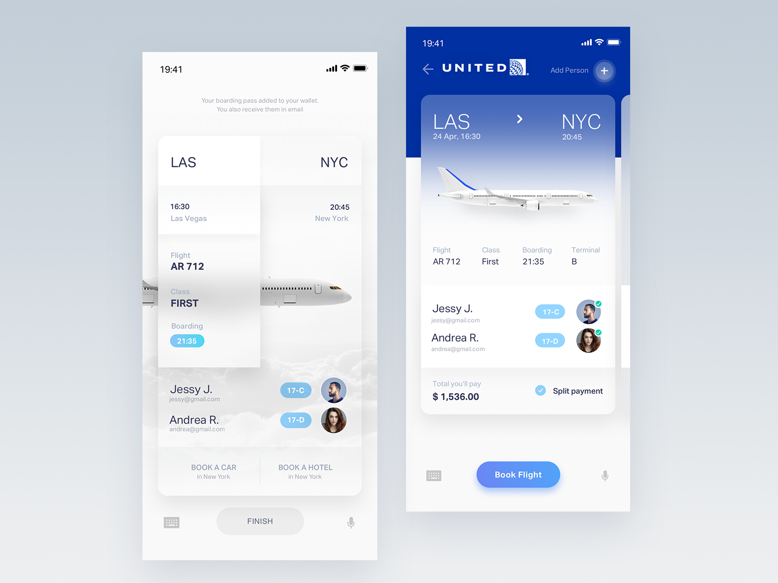 Flight ticket UI design by Gleb Kuznetsov on Dribbble