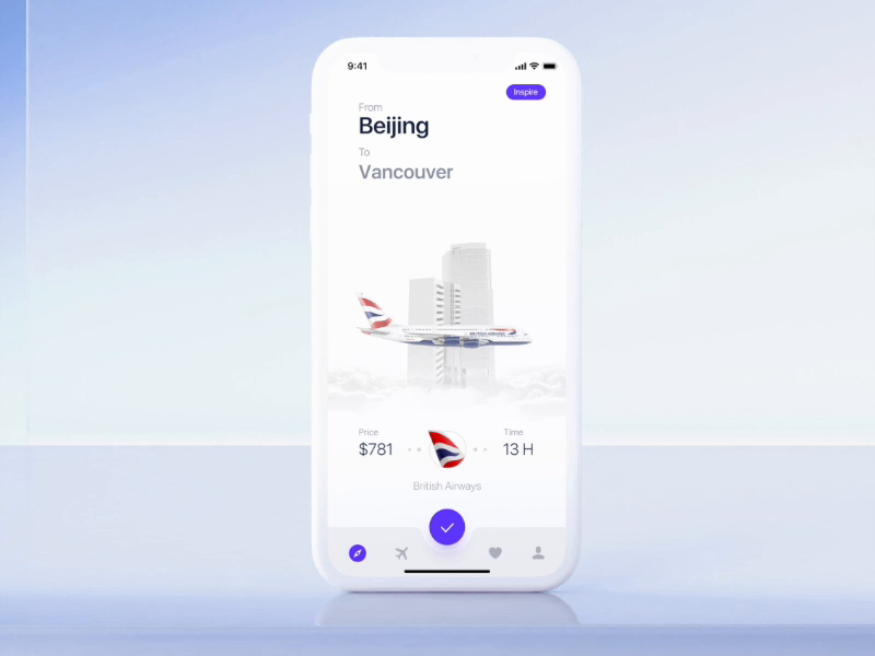 Book a flight UI by Gleb Kuznetsov on Dribbble