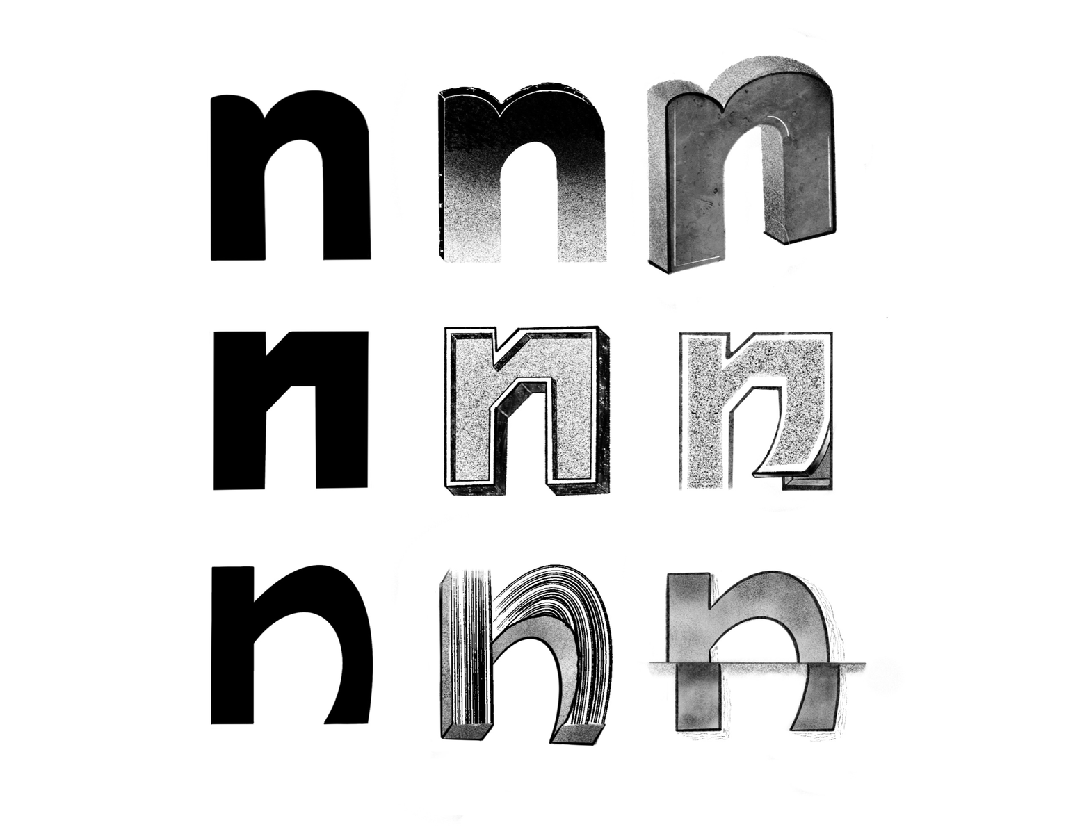 9 Types of N Lettering by Nicole Rauen on Dribbble