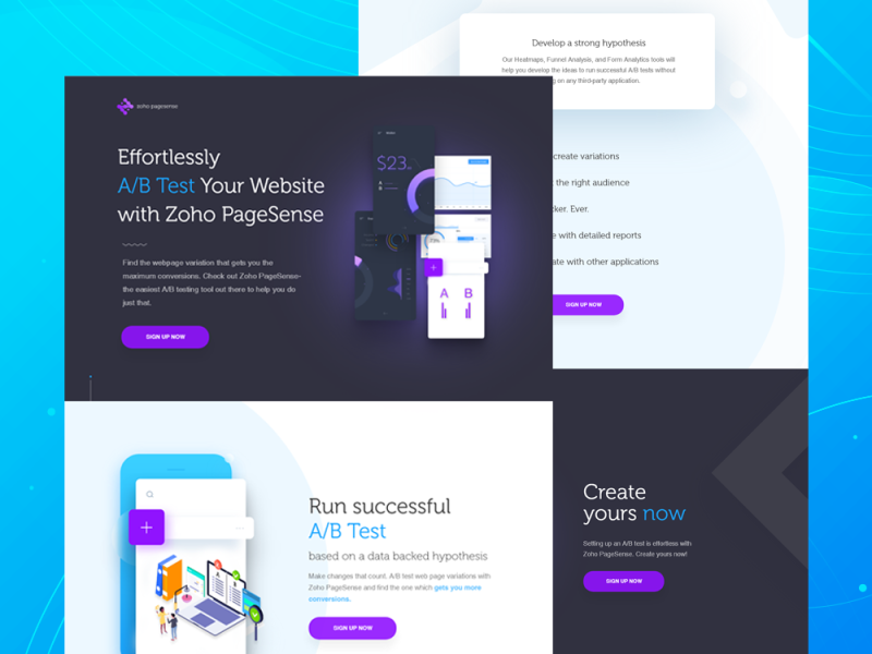 Zoho PageSense Landing Page by Errol Tiozon on Dribbble