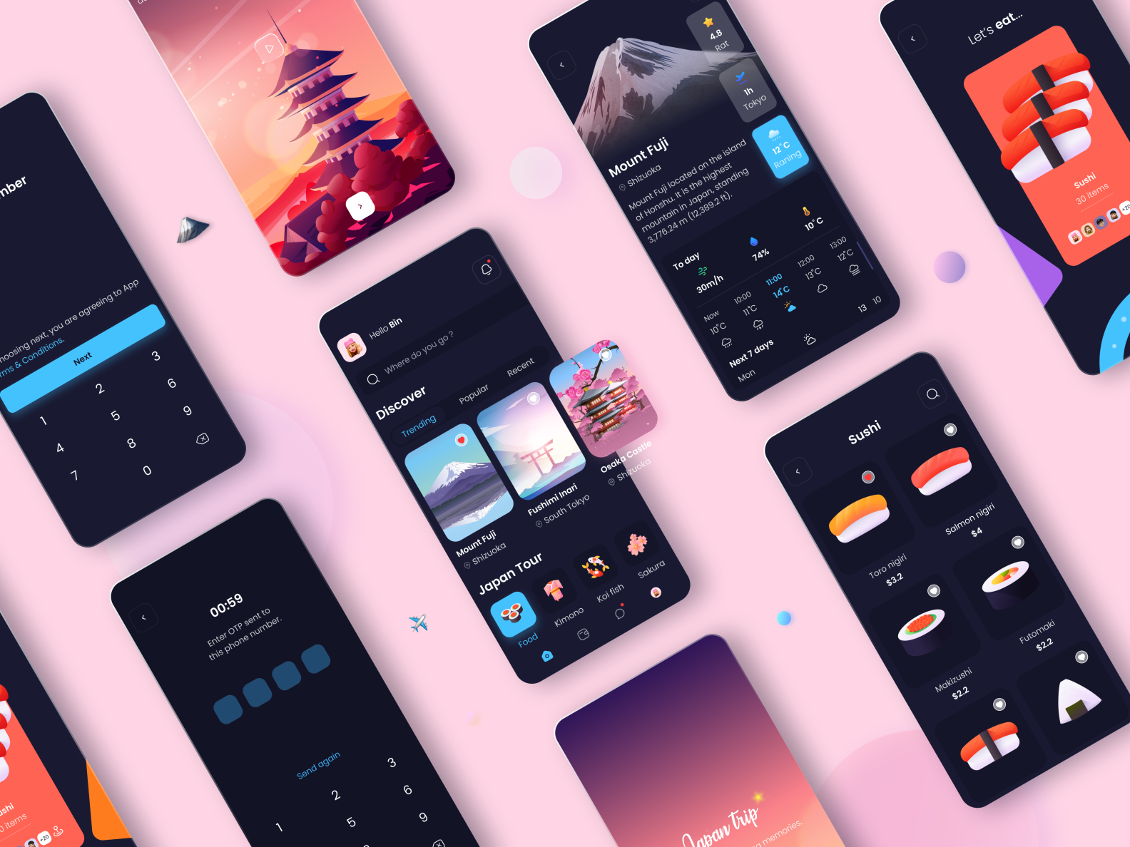 Japan Travel - Mobile App - Darkmode by Quynh on Dribbble