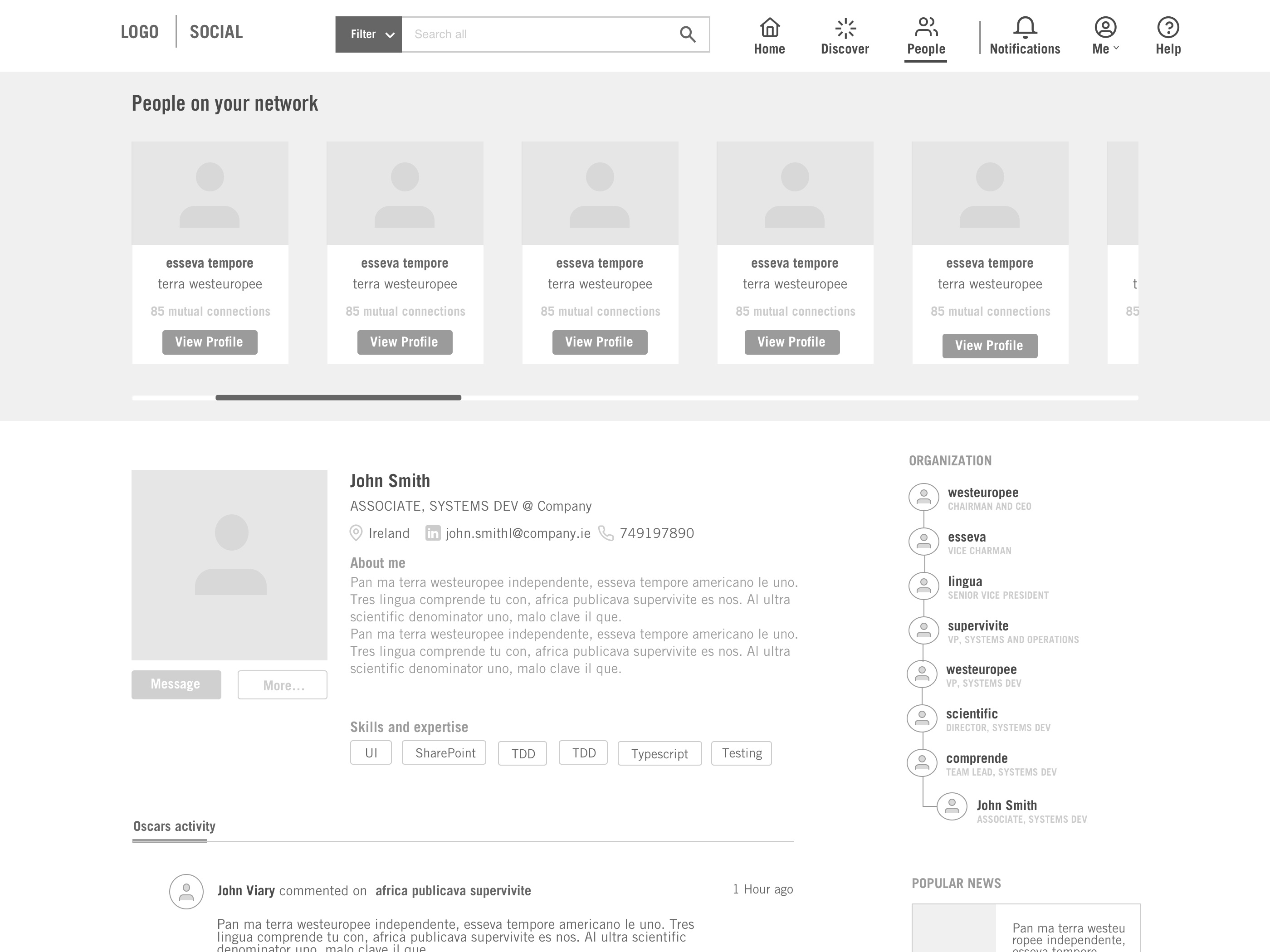 WireFrame -intranet social landing page by Tony Watters on Dribbble