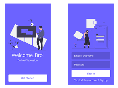 Welcome & Sign In UI by Dingkoding on Dribbble