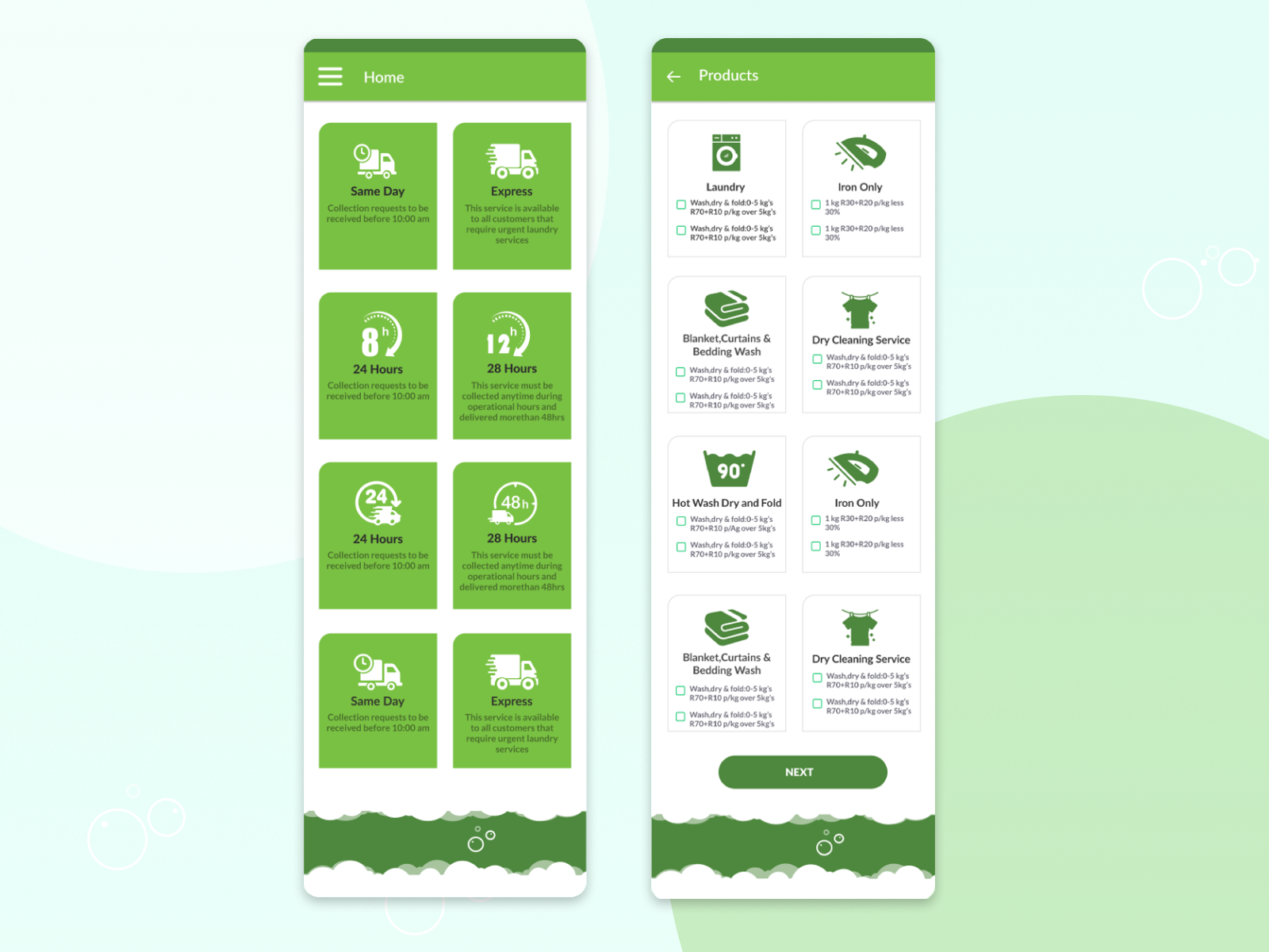 Laundry Mobile Ui by Masud Rahman on Dribbble
