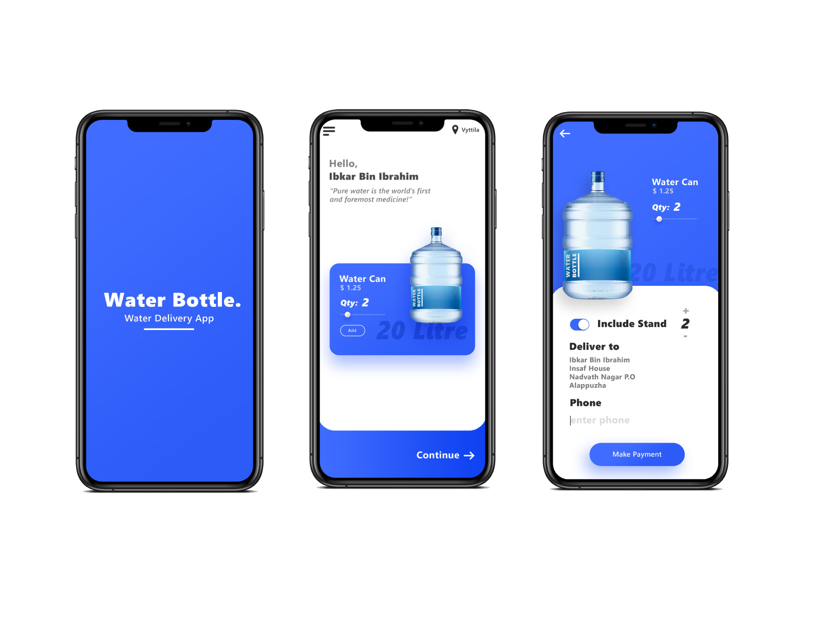 Water bottle App by Basim Sherif on Dribbble