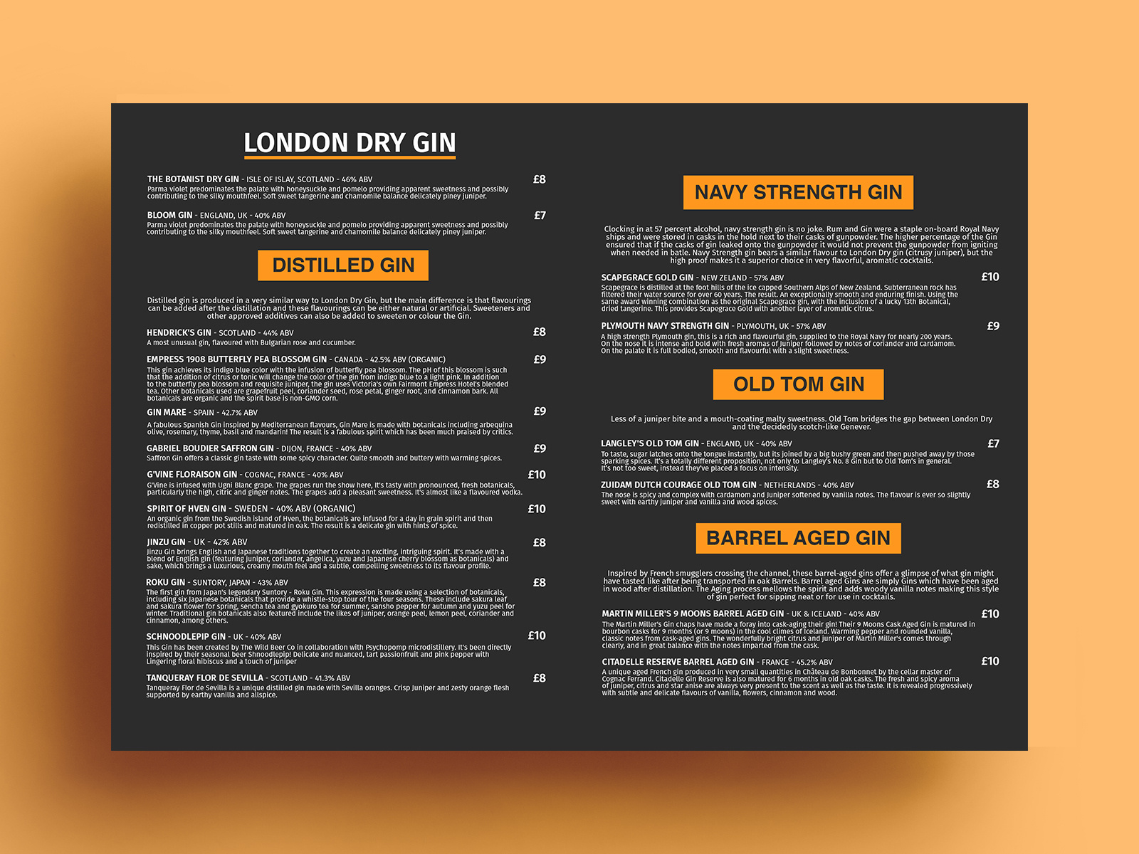 London Dry Gin Menu Card Design by Yummy Menus on Dribbble