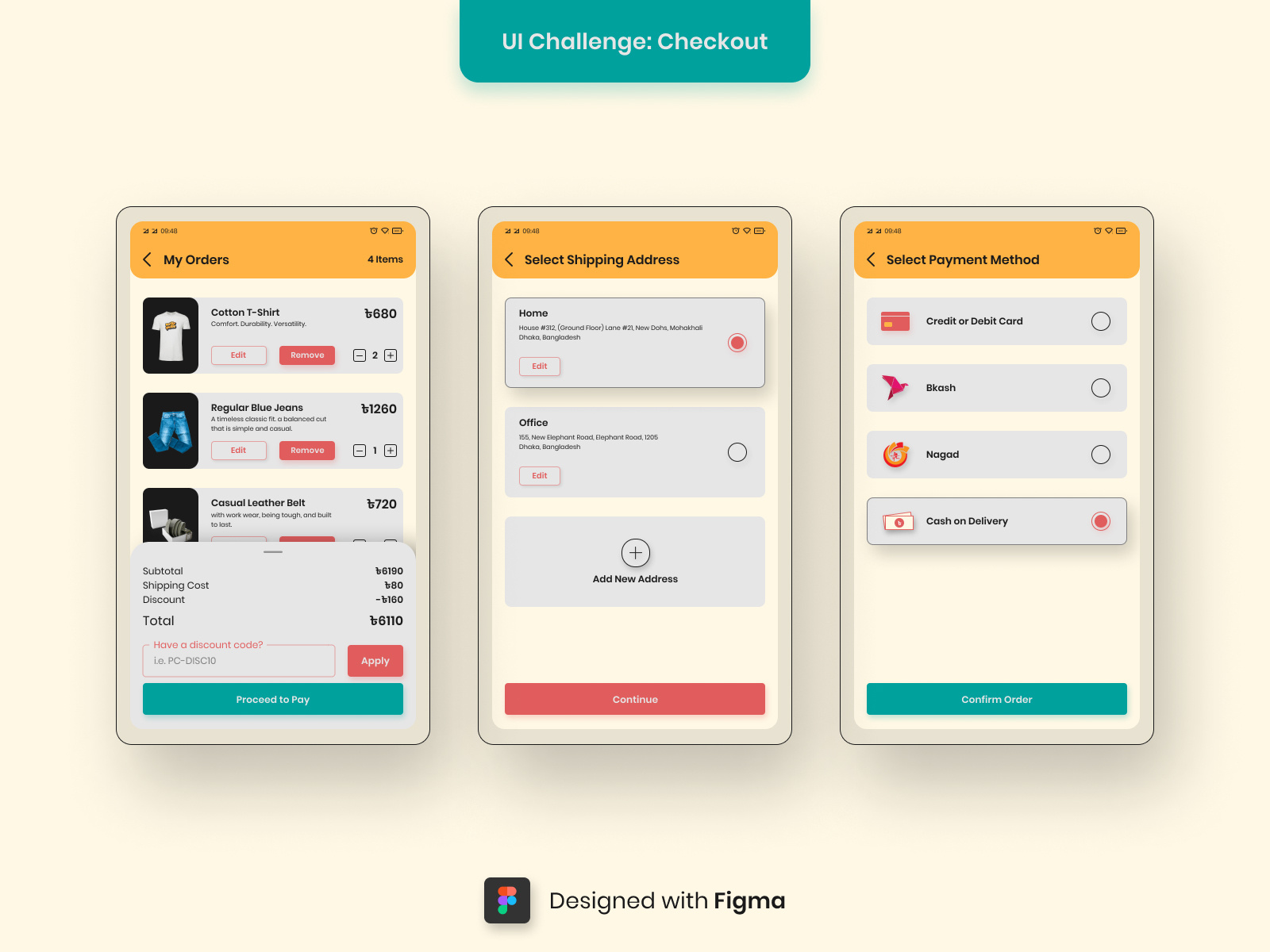 UI Challenge: Checkout by Tasin Chowdhury Prince on Dribbble