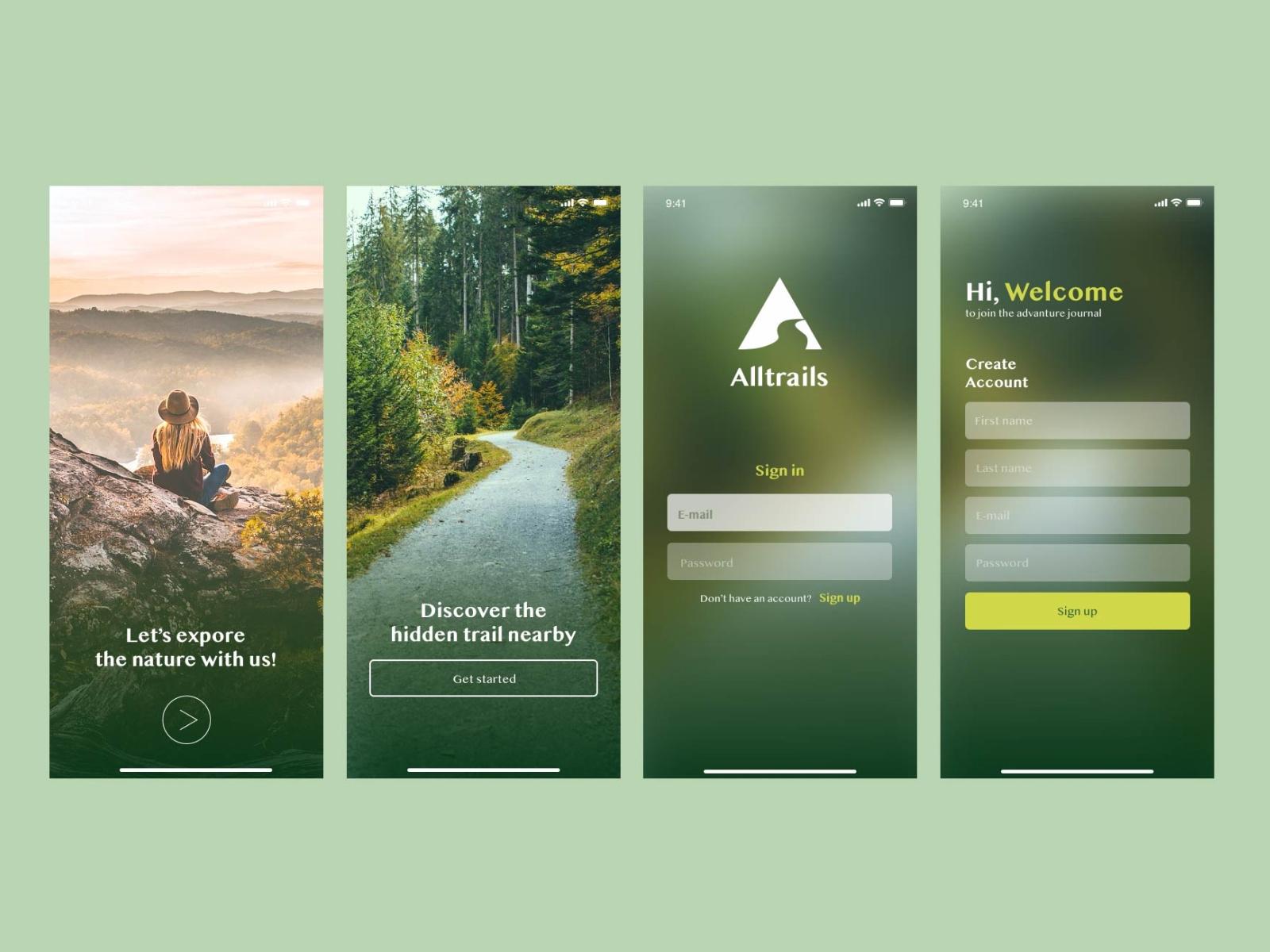 Alltrails login mockup by Yvonne Yang on Dribbble