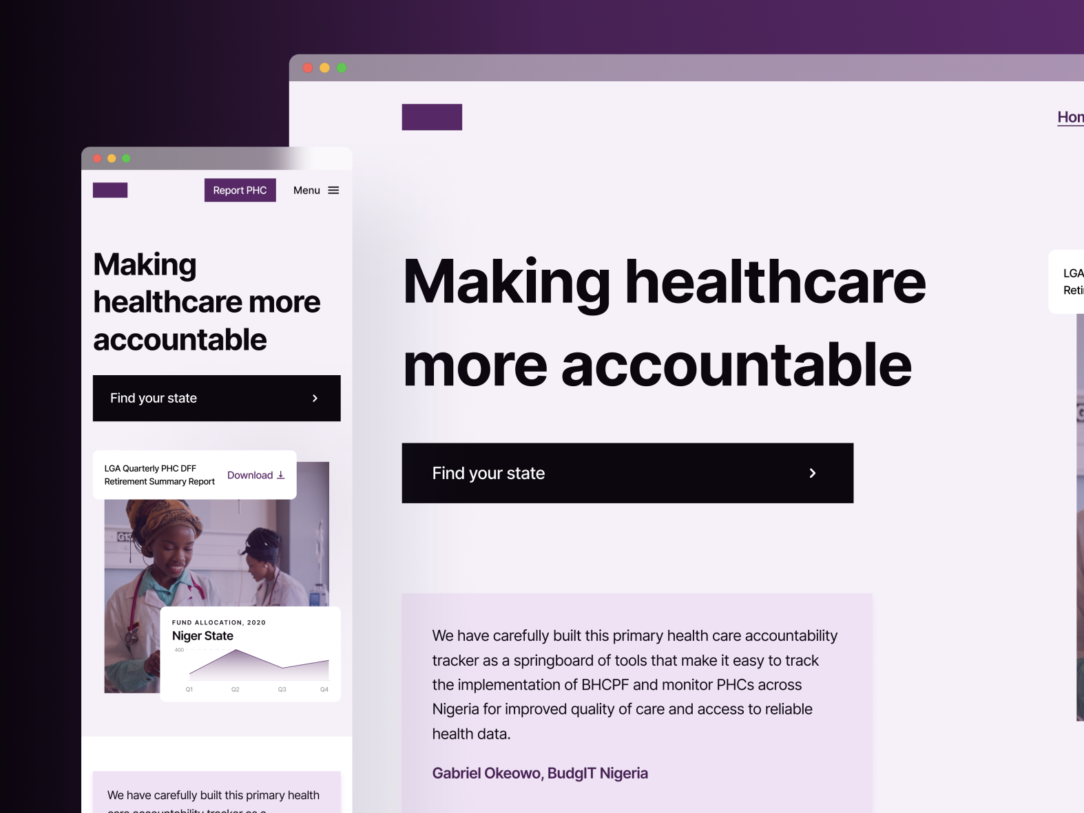 BHCPF Accountability tracker by Osaro Adade on Dribbble