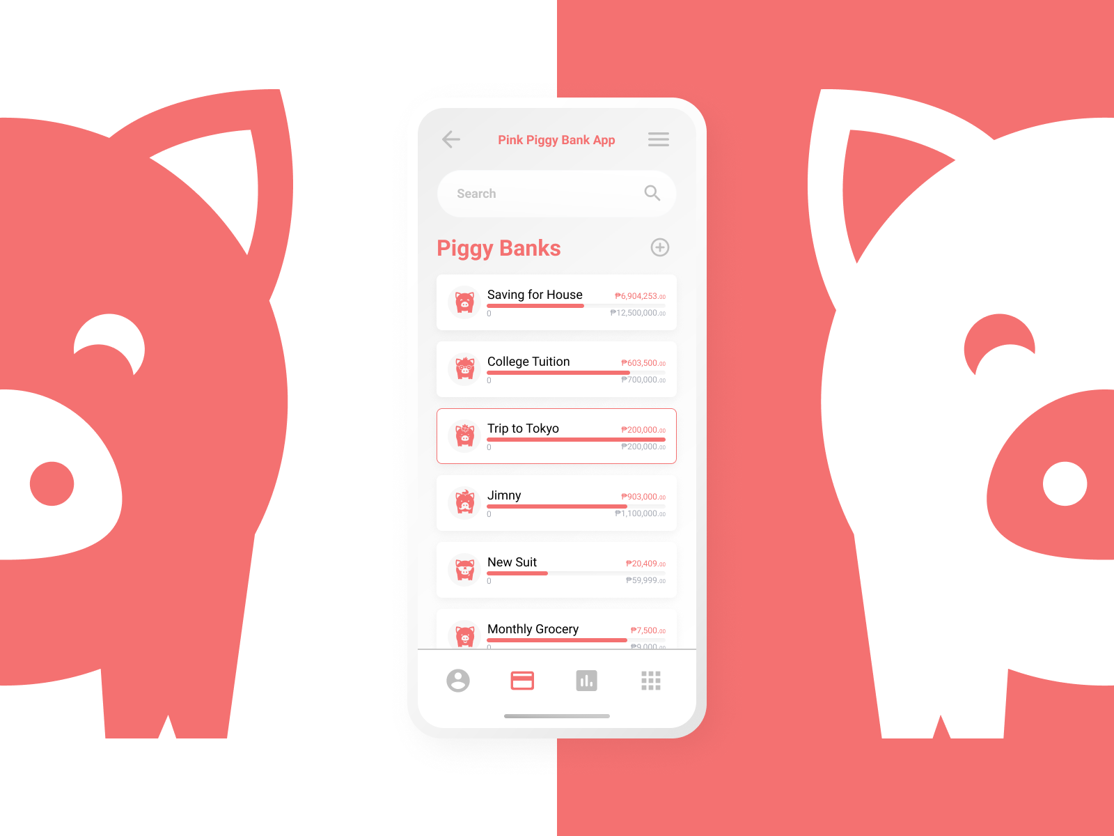 Pink Piggy Bank App by JP Dionisio on Dribbble