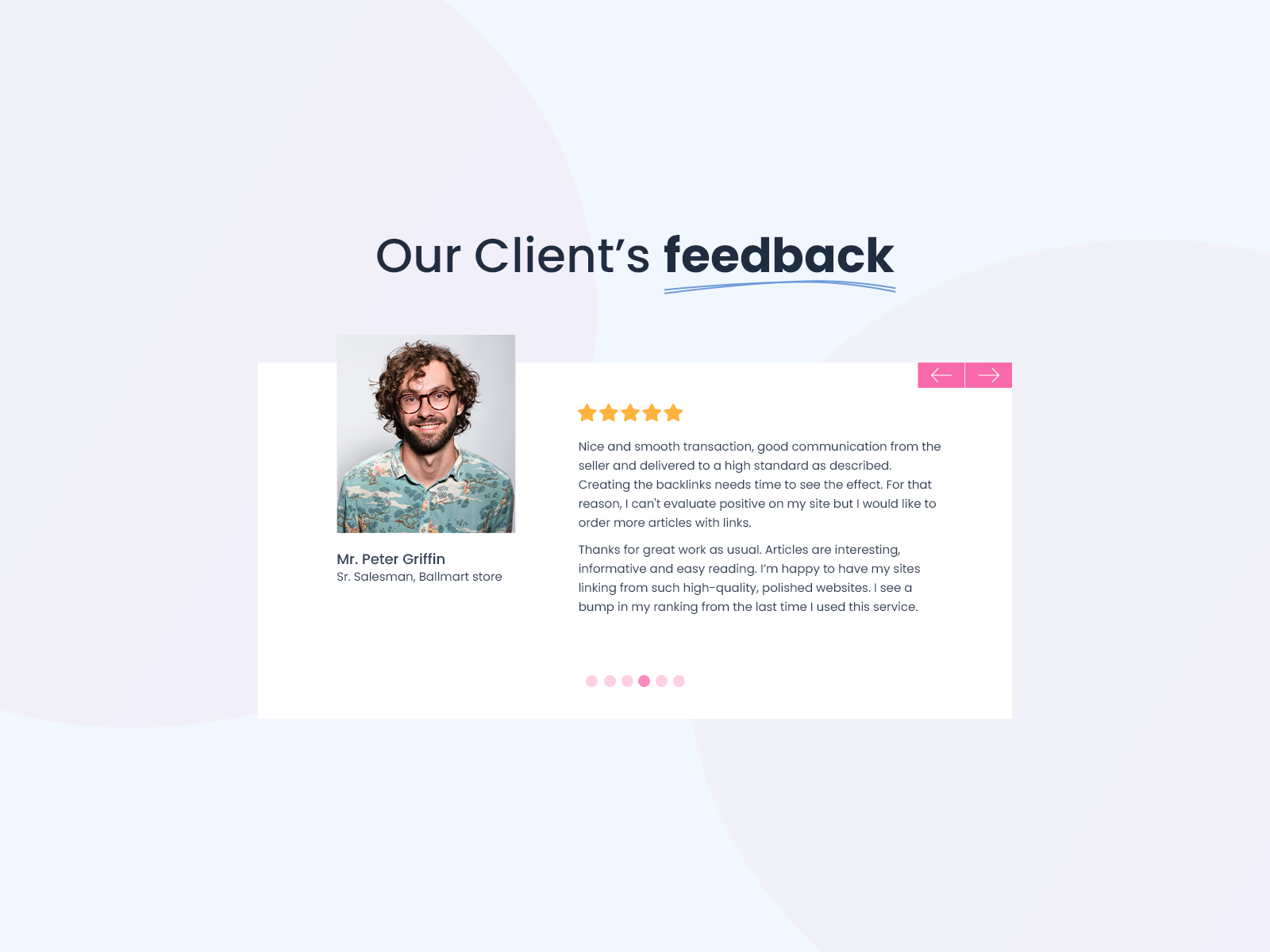 Client feedback section by Fullstack Developer on Dribbble