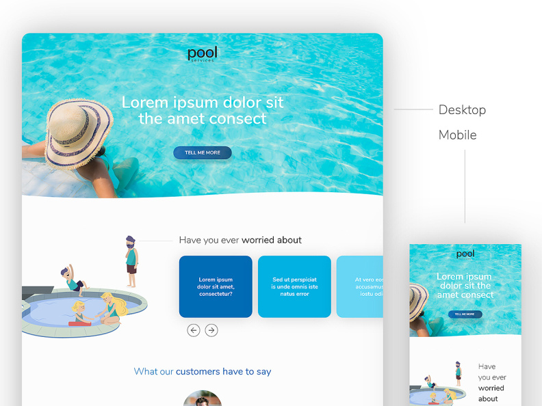 Business Landing Page Pool Theme - Download by Rodrigo Matos on Dribbble