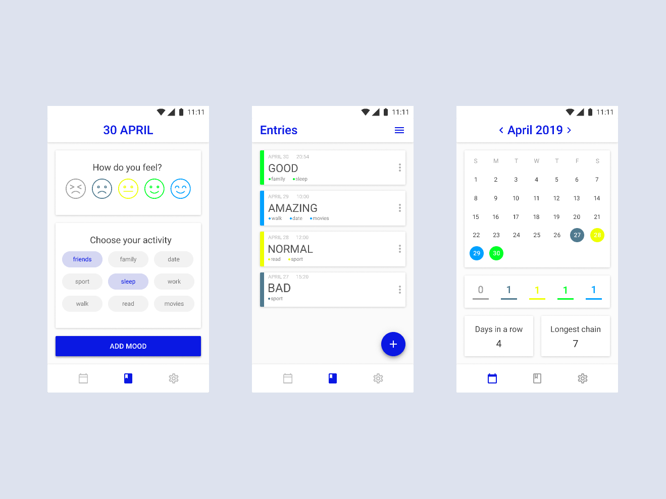 Mood Tracker UI by Oleja on Dribbble
