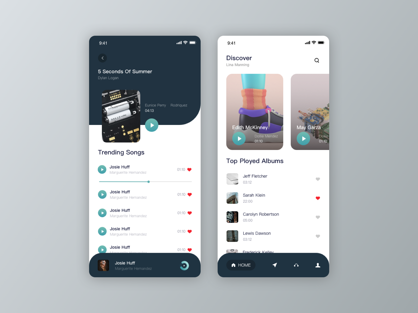 Music UI design exercises by 李某人 on Dribbble
