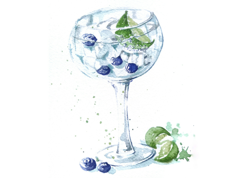 Watercolor Blueberry Drink by Magdalena Żołnierowicz on Dribbble