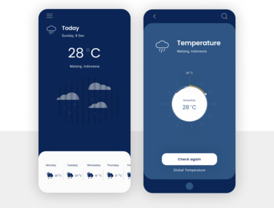 temperature app by Mega Intanadias Calista on Dribbble