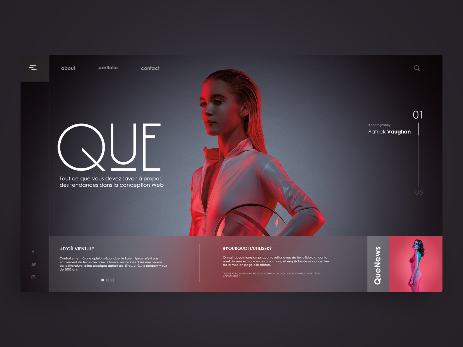 Conceptual Home page "QUE" by November_Design on Dribbble