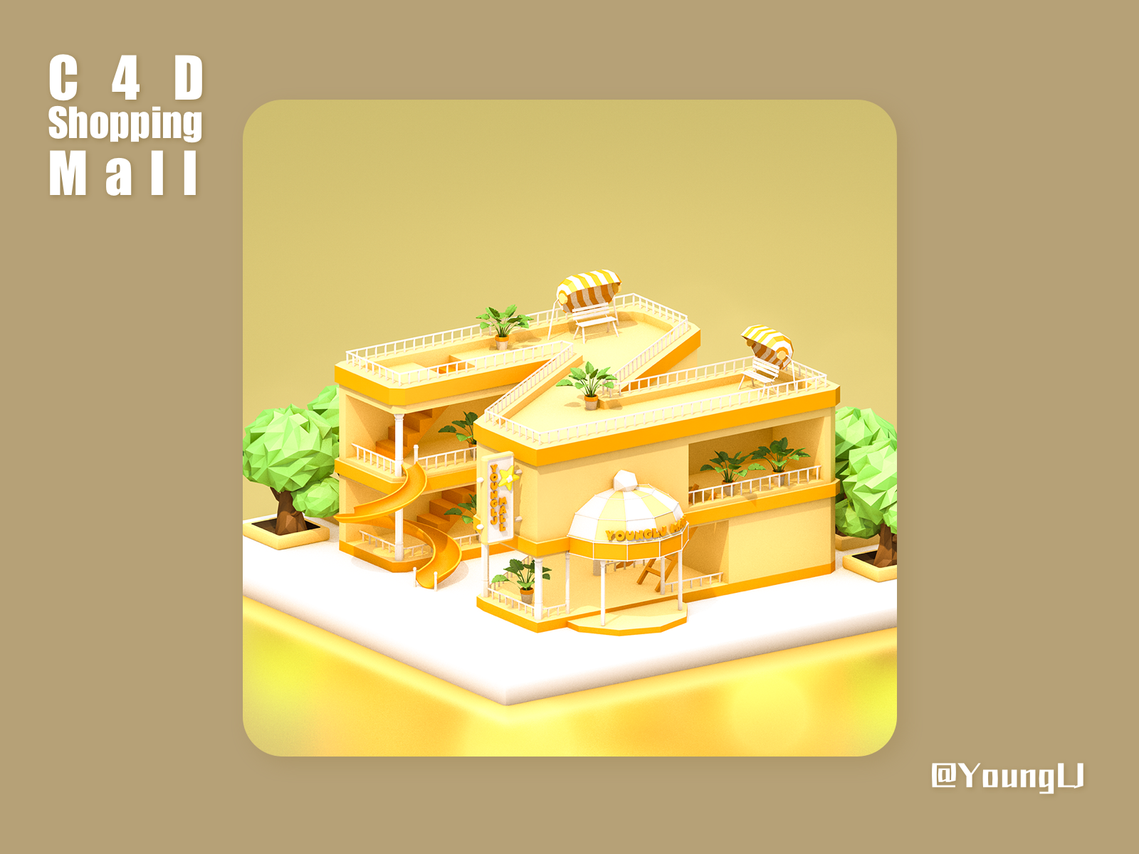 C4D practice - Shopping Mall by Young.LJ on Dribbble