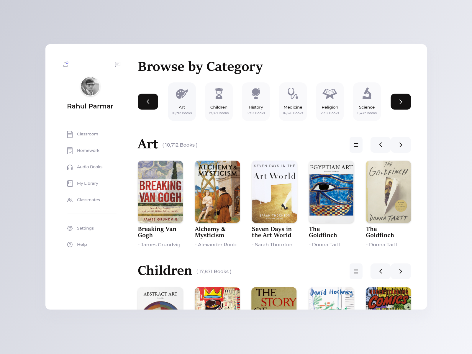 Online Library Category Page by Rahul Parmar on Dribbble